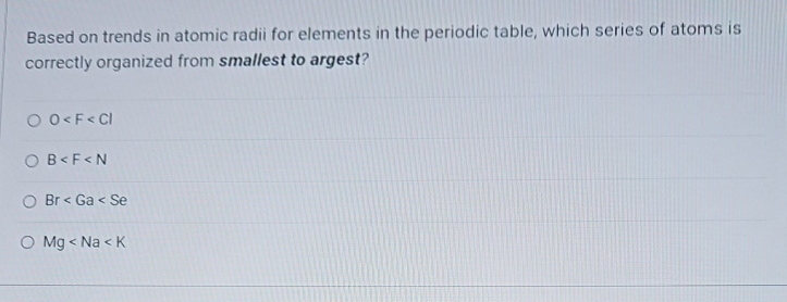 Solved Based on trends in atomic radii for elements in the | Chegg.com