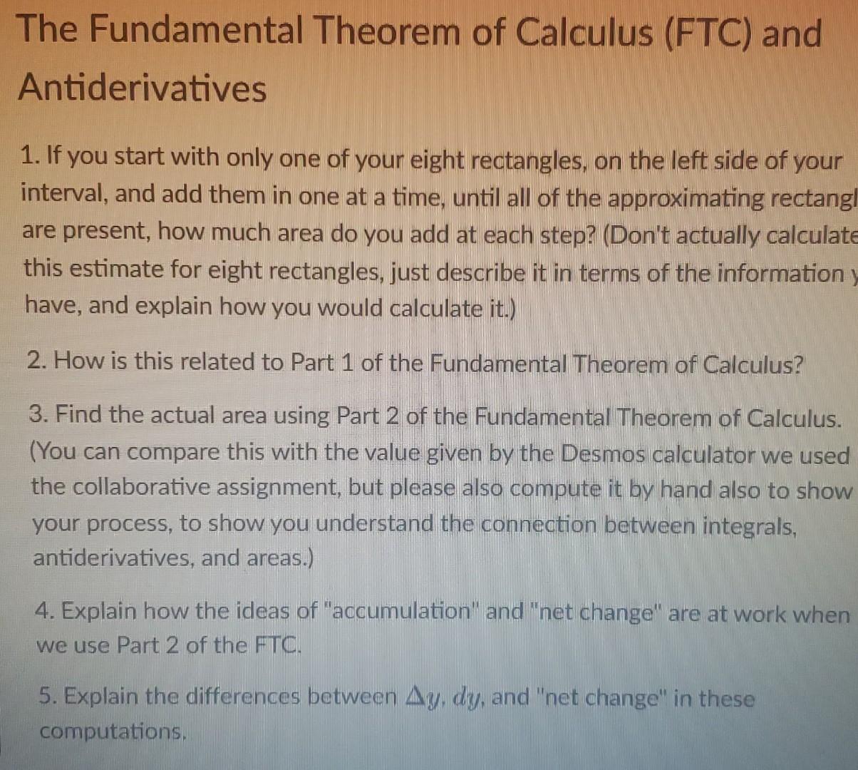 Solved The Fundamental Theorem of Calculus (FTC) and | Chegg.com
