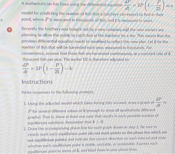 Solved A mathematician has been using the differential | Chegg.com