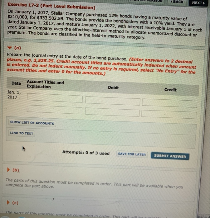 Solved Exercise 17-3 (Part Level Submission) On January 1, | Chegg.com