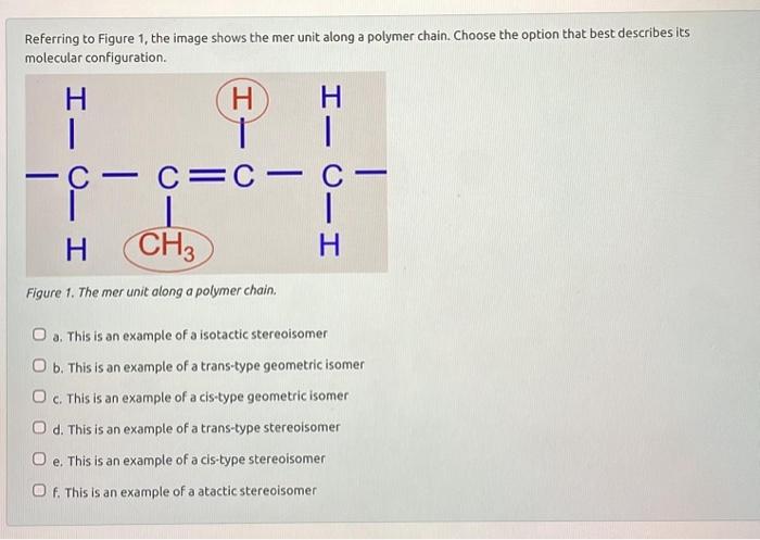 Solved Referring to Figure 1, the image shows the mer unit | Chegg.com