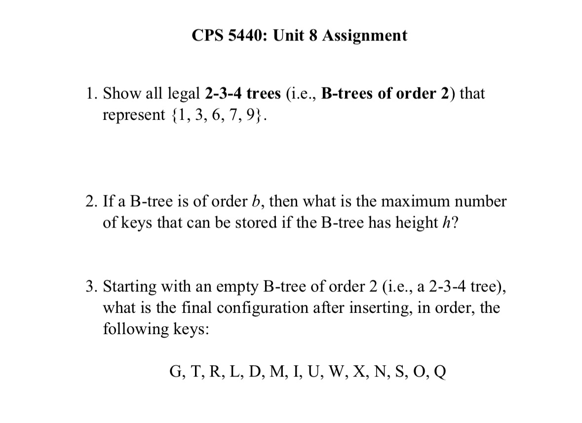 Solved CPS 5440: Unit 8 ﻿AssignmentShow all legal 2-3-4 | Chegg.com