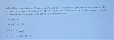 Solved In the following questions, x(t) ﻿represents the | Chegg.com