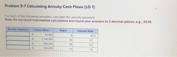 Solved For each of the following annuities, calculate the | Chegg.com