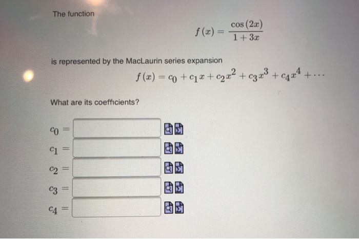 Solved The function f(x) = cos (2x) 1+ 3x is represented by | Chegg.com