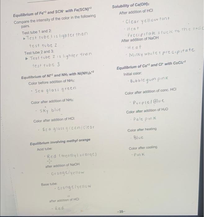 Solved Equilibrium of Fet3 and SCN - with Fe(SCN)+2 | Chegg.com