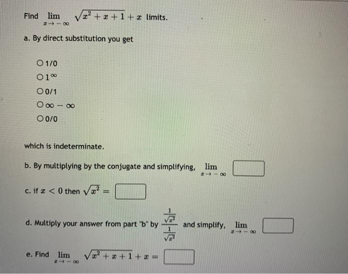 Solved Find lim 100 Vz? +*+1+ z limits. a. By direct | Chegg.com