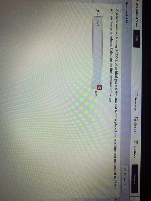 Solved Assignment Score: 83% Resources Et Give Up? Feedback | Chegg.com