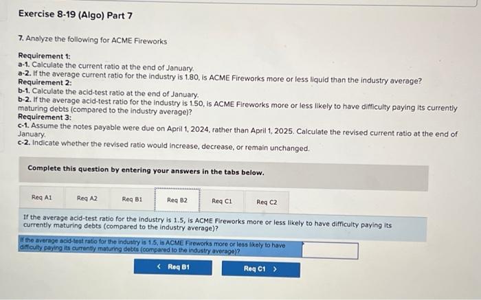 Solved Required information Exercise 8-19 (Algo) Complete | Chegg.com
