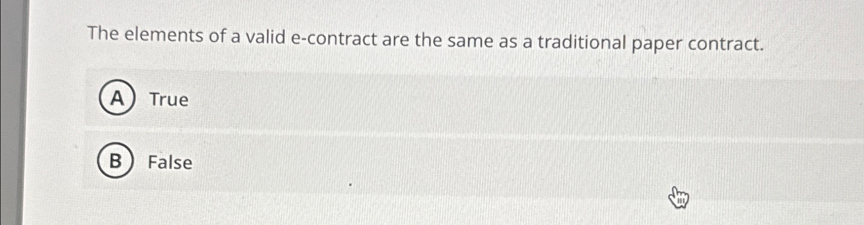 Solved The elements of a valid e-contract are the same as a | Chegg.com