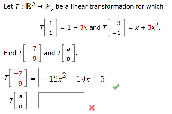 Solved Let T:R2→P2 ﻿be a linear transformation for | Chegg.com