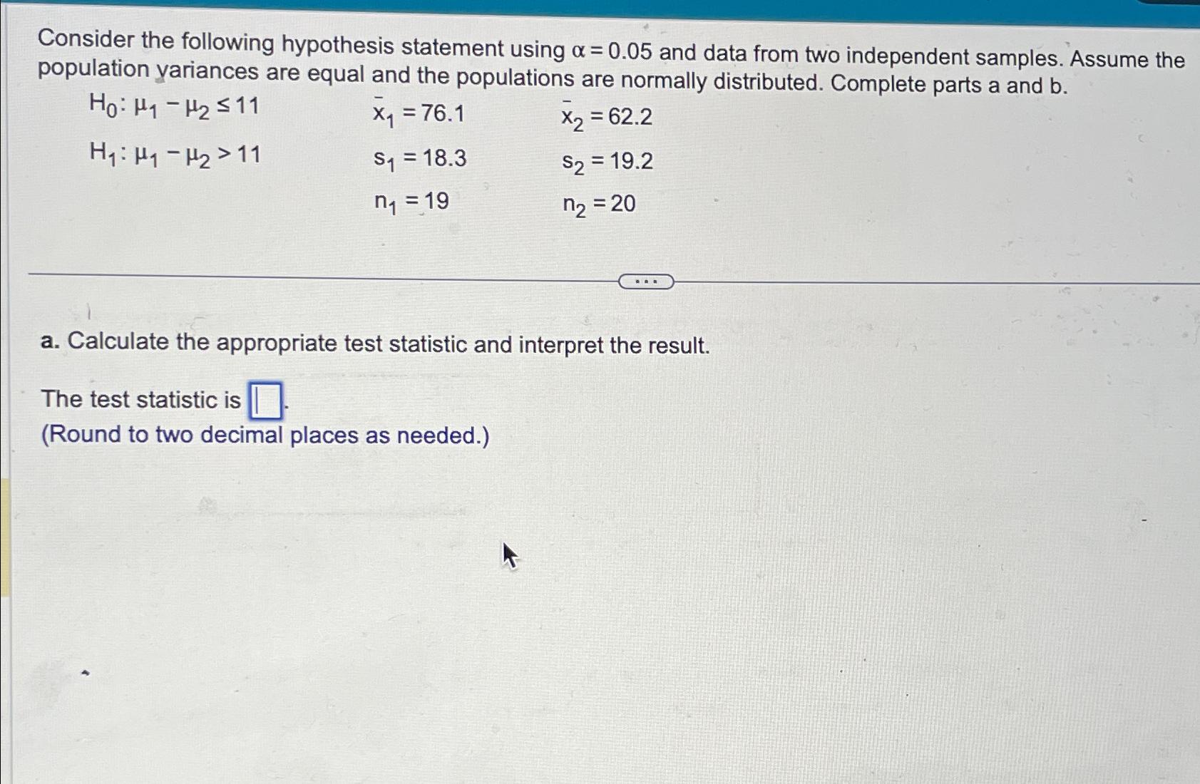 Solved Consider the following hypothesis statement using | Chegg.com