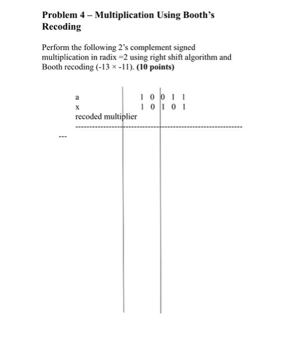 Solved Problem 4 Multiplication Using Booths Recoding 3974