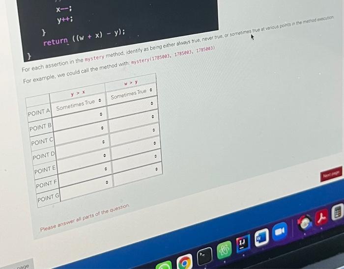 Solved For each assertion in the mystery method, identify as | Chegg.com