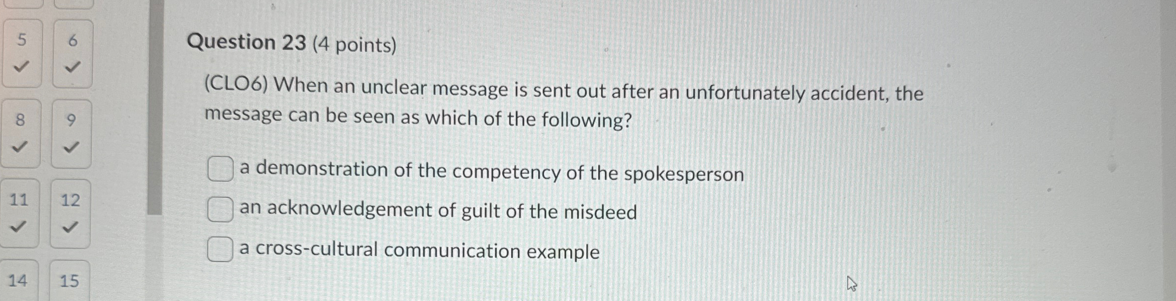 Solved Question 23 (4 ﻿points)(CLO6) ﻿When an unclear | Chegg.com