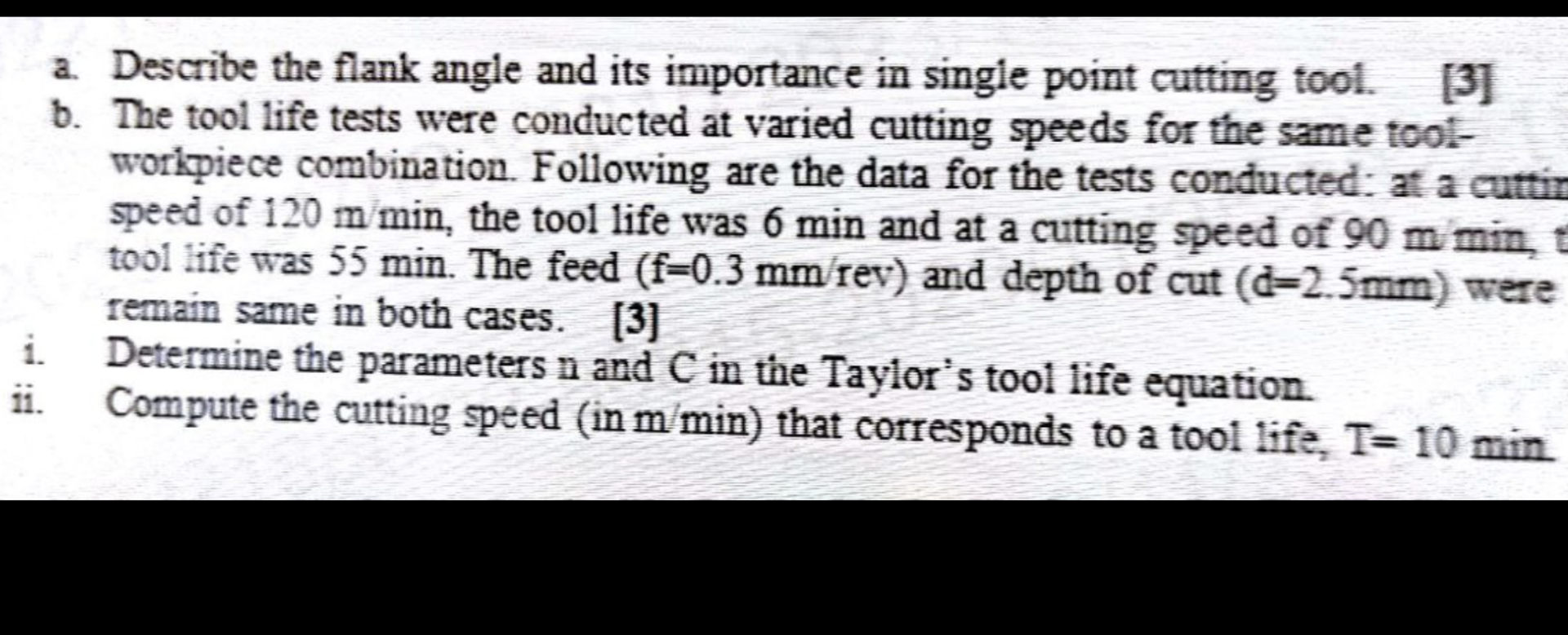 Solved a. Describe the flank angle and its importance in | Chegg.com