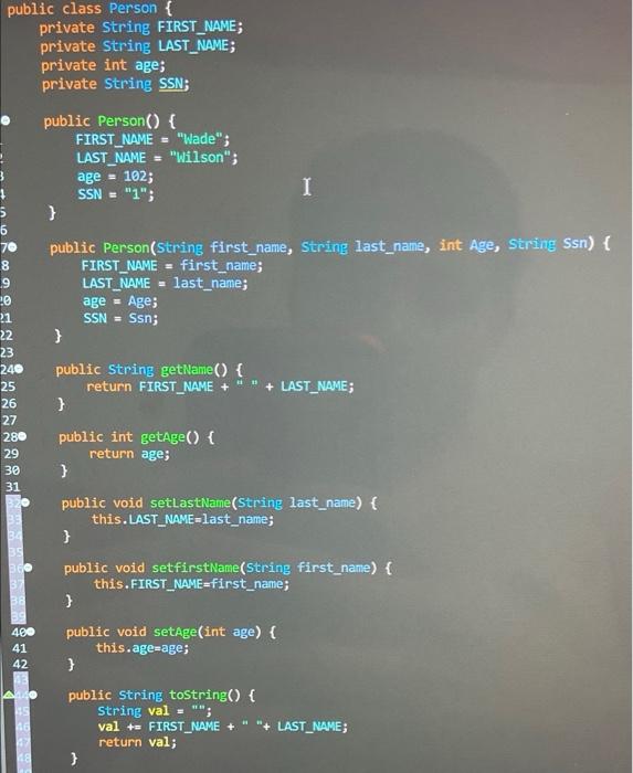 Person -firstName : String -lastName : String -age: | Chegg.com