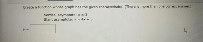 Solved Create a function whose graph has the given | Chegg.com