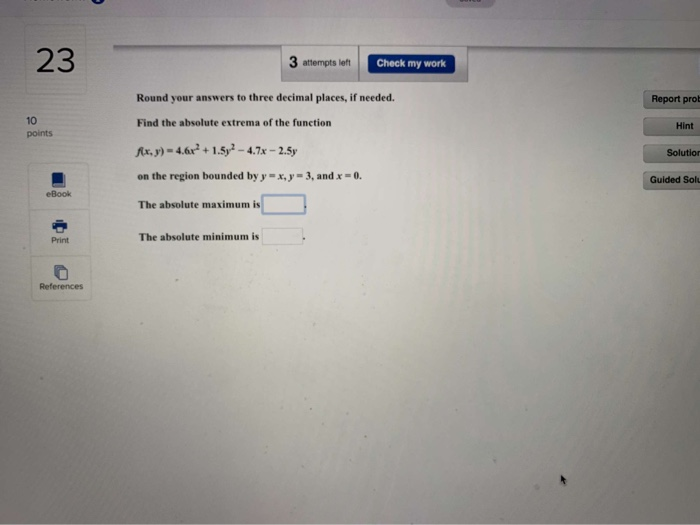 Solved 23 3 attempts left Check my work Round your answers | Chegg.com
