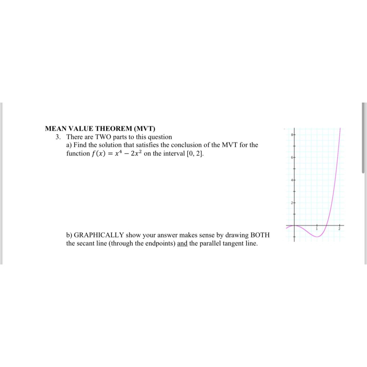Solved MEAN VALUE THEOREM (MVT)3. ﻿There are TWO parts to | Chegg.com