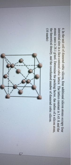 Solved 4. In the unit cell of diamond cubic silicon, four | Chegg.com