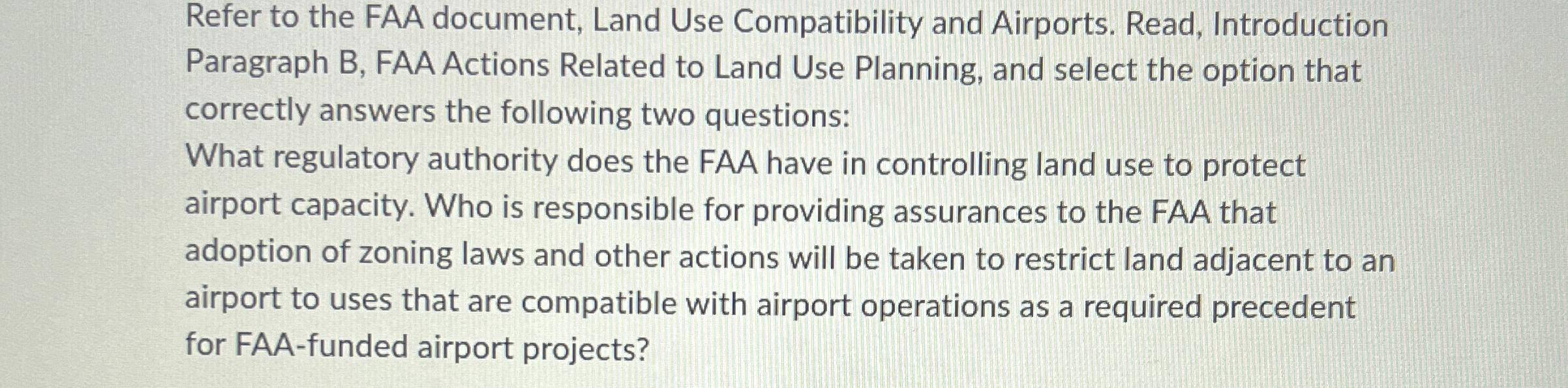 Solved Refer to the FAA document, Land Use Compatibility and | Chegg.com