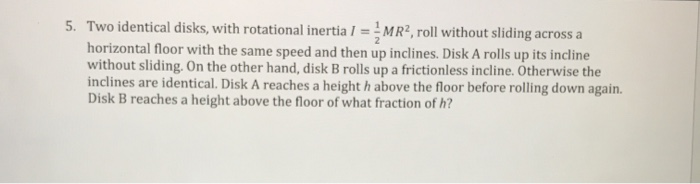 Solved 5. Two identical disks, with rotational inertia / | Chegg.com