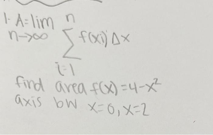 Solved use a limit of riemann sums to find the area under | Chegg.com