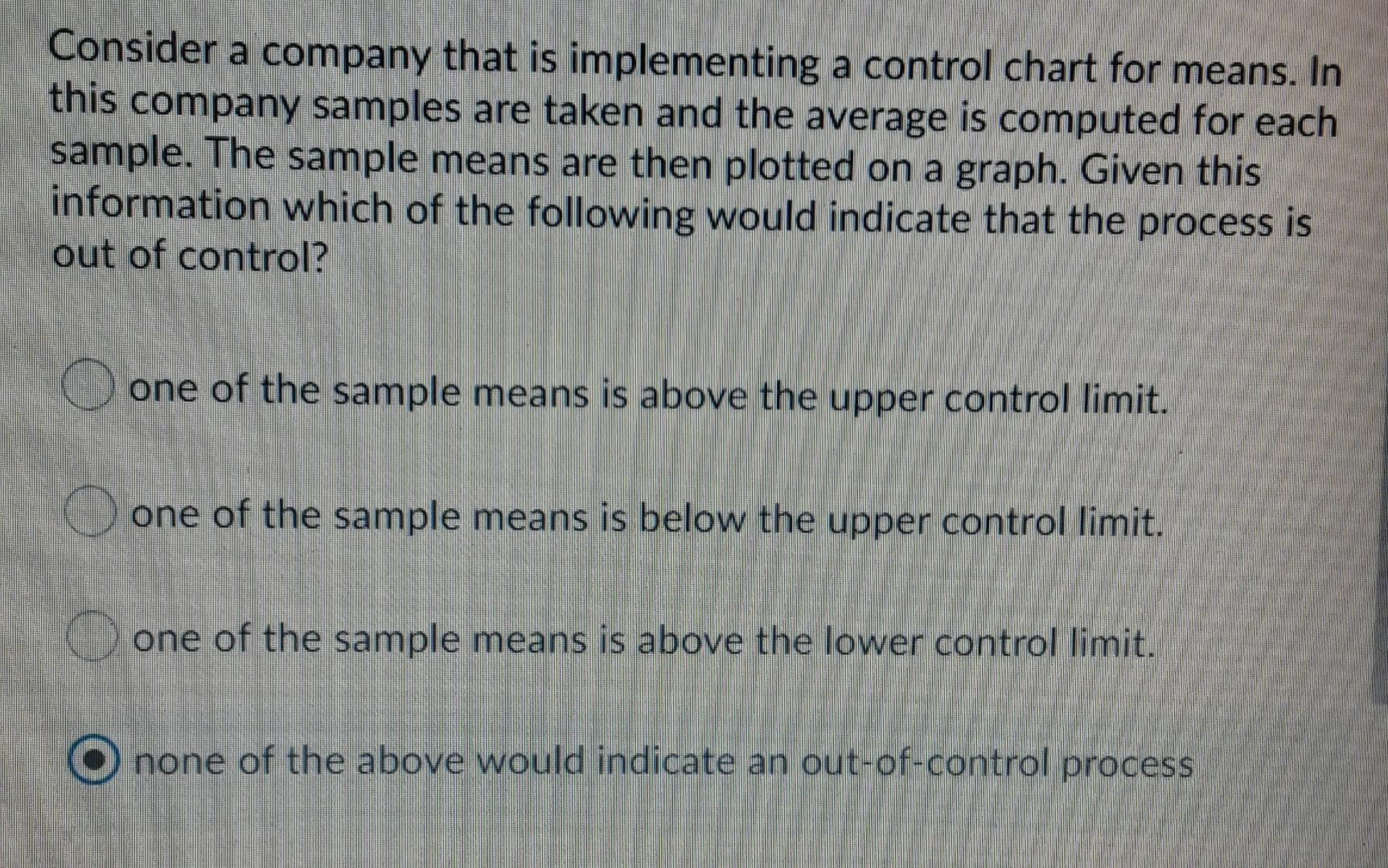 Solved Consider a company that is implementing a control | Chegg.com