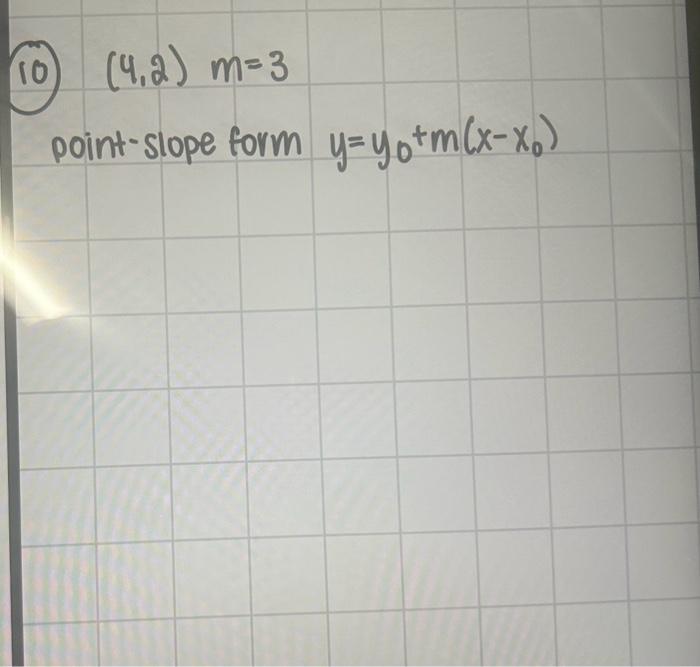 Solved (4,2)m=3 n+ - slope form y=y0+m(x−x0) | Chegg.com