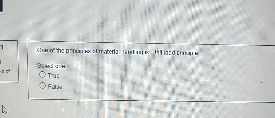 Solved 1One of the principles of material handling is: Unit | Chegg.com