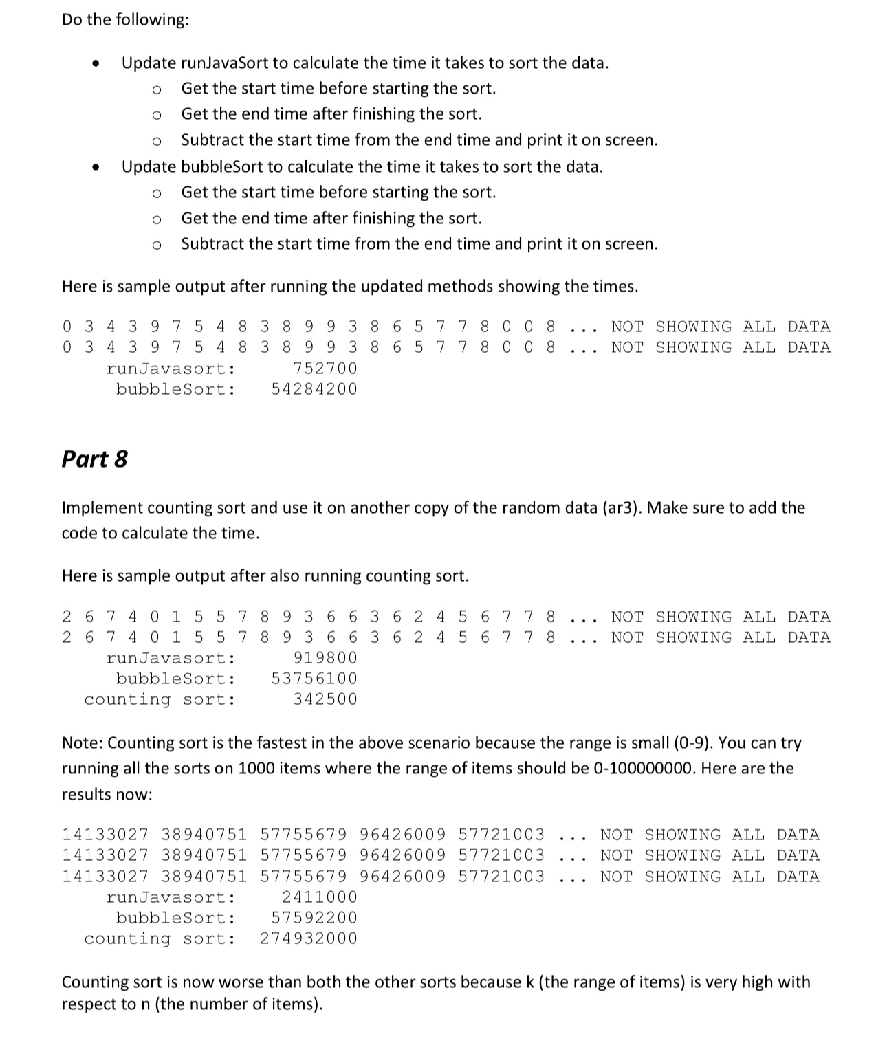 Solved Algorithms Lab - ﻿Sorting Speed Real Time | Chegg.com
