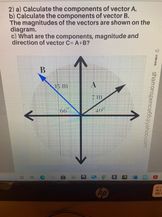 Solved 2) a) Calculate the components of vector A. b) | Chegg.com