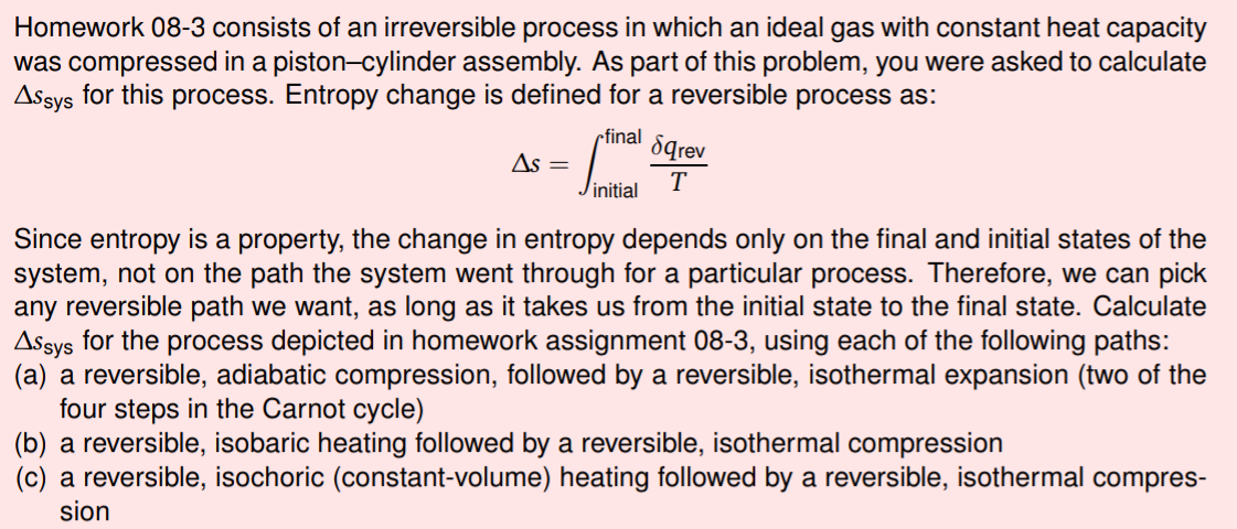 Solved Homework 08-3 consists of an irreversible process in | Chegg.com