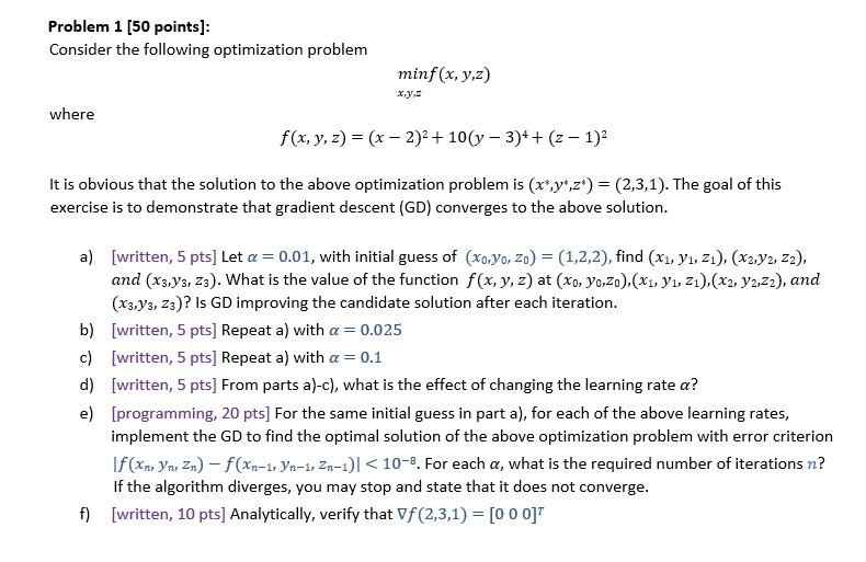 Solved Problem 1 [50 points]: Consider the following | Chegg.com