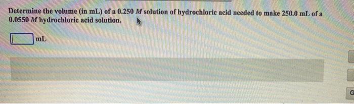 Solved Determine the volume (in mL) of a 0.250 M solution of | Chegg.com