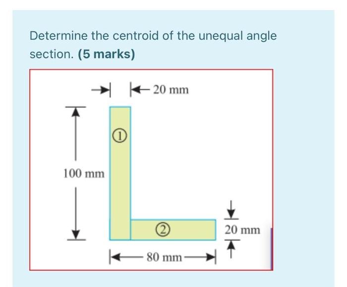 Solved Determine the centroid of the unequal angle section. | Chegg.com