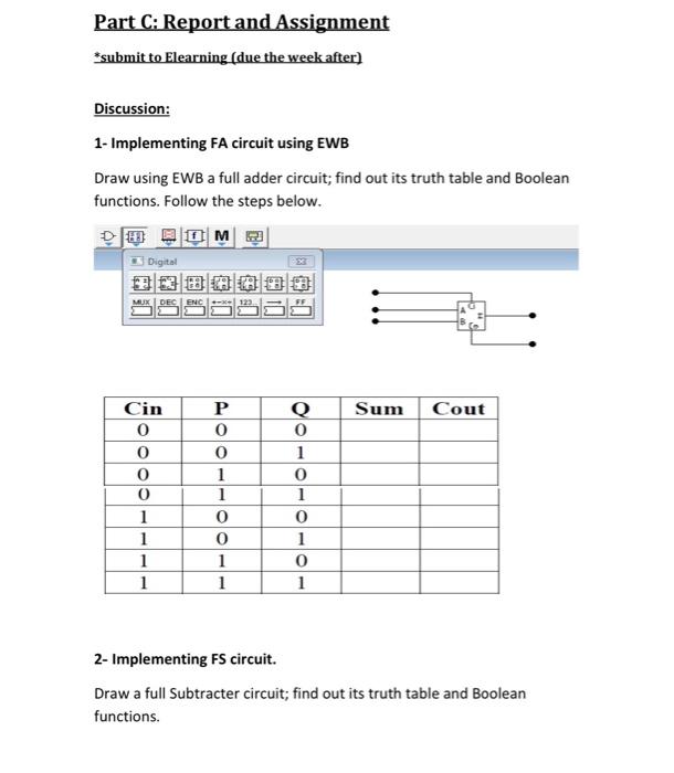 Solved Part C: Report and Assignment *submit to Elearning | Chegg.com
