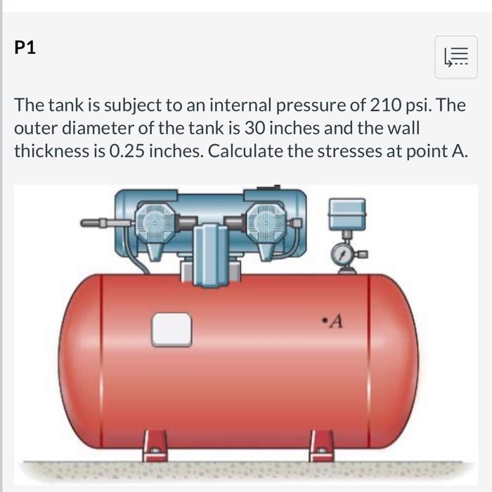 Solved The tank is subject to an internal pressure of 210 | Chegg.com