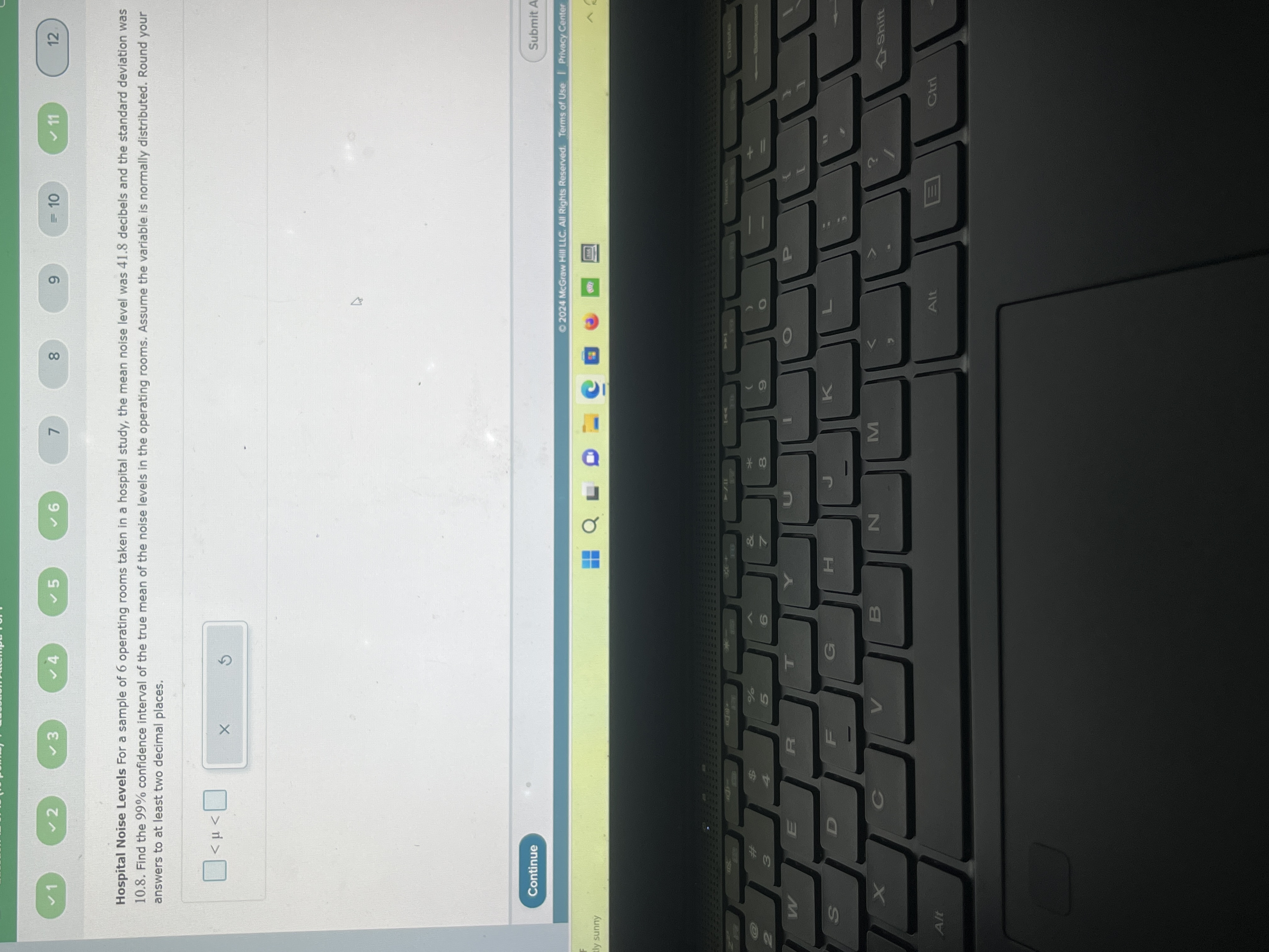 Solved Hospital Noise Levels For a sample of 6 ﻿operating | Chegg.com