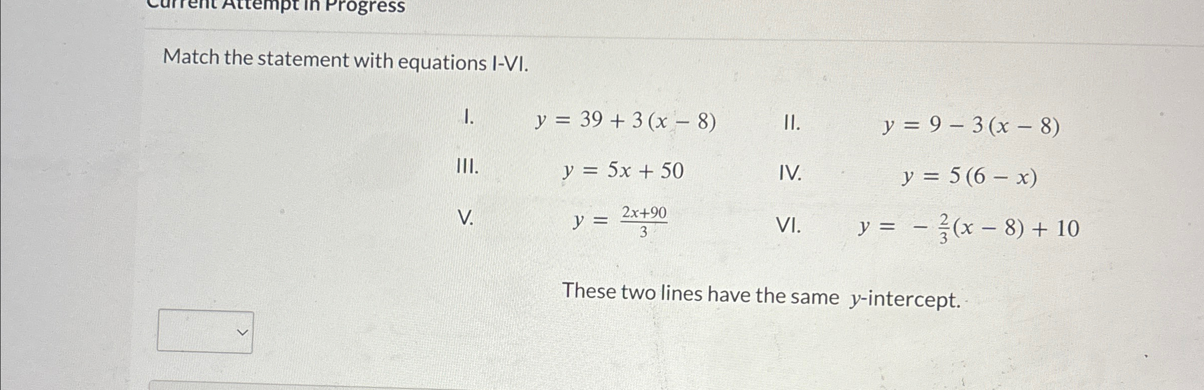 Solved Match the statement with equations I-VI.I. | Chegg.com