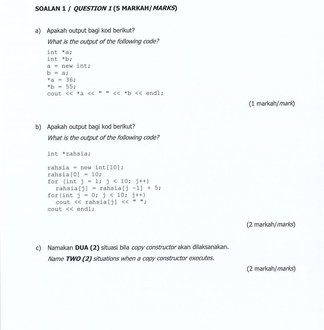 Solved SOALAN 1 / QUESTION 1 (5 MARKAH/MARKS) a) Apakah | Chegg.com Solved SOALAN 1 / QUESTION 1 (5 MARKAH/MARKS) a) Apakah | Chegg.com