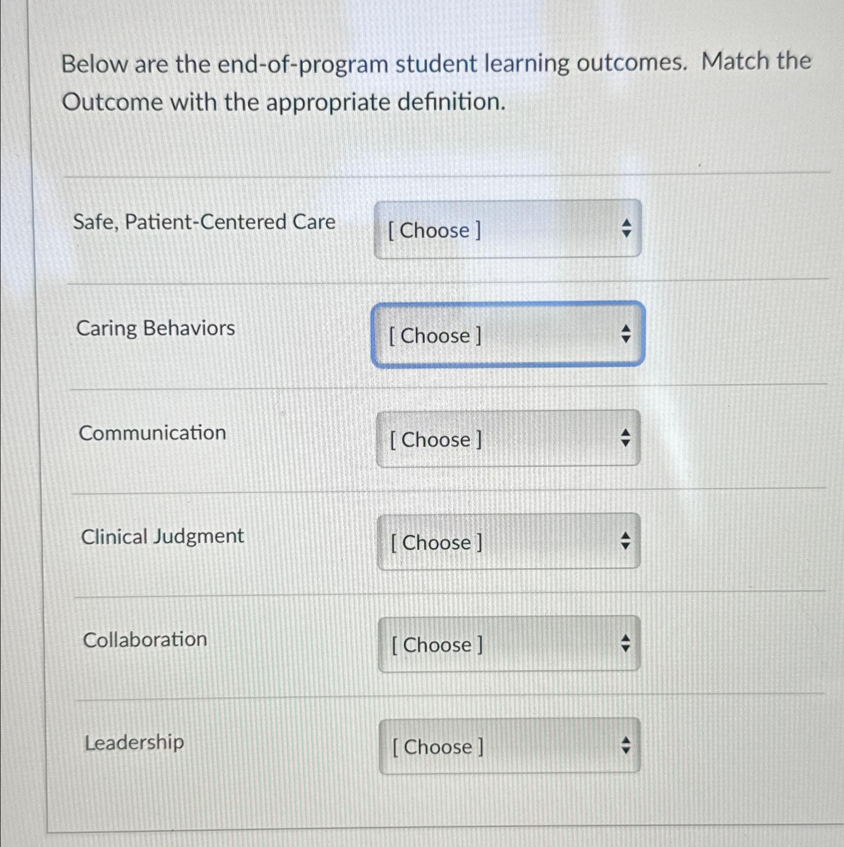 Solved Below are the end-of-program student learning | Chegg.com