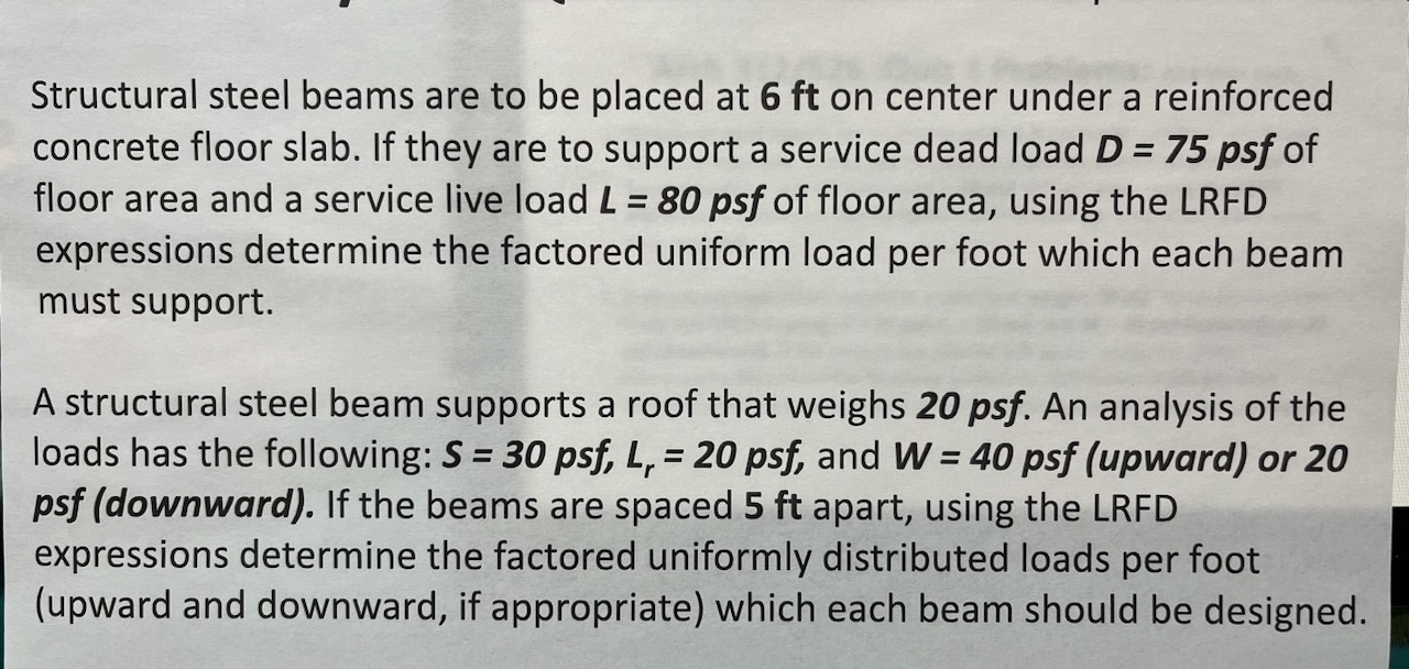 Solved Structural steel beams are to be placed at 6t ﻿on | Chegg.com