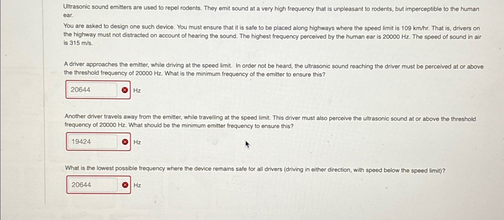 Solved Ultrasonic sound emitters are used to repel rodents. | Chegg.com