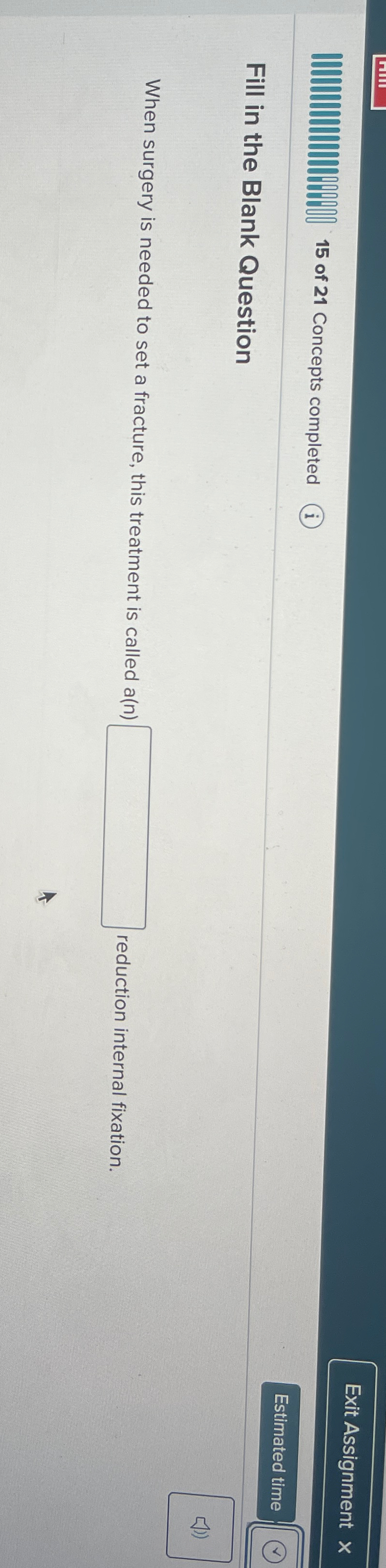 Solved Exit Assignment15 ﻿of 21 ﻿Concepts completed (i)Fill | Chegg.com