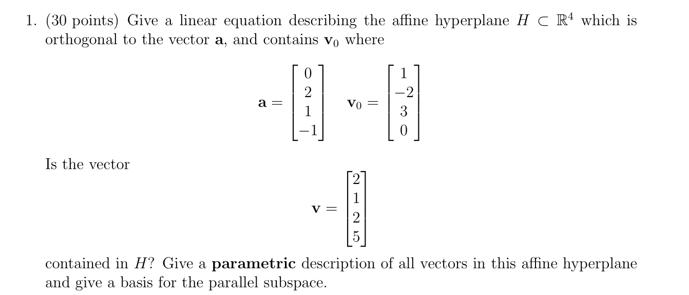Solved (30 ﻿points) ﻿Give a linear equation describing the | Chegg.com