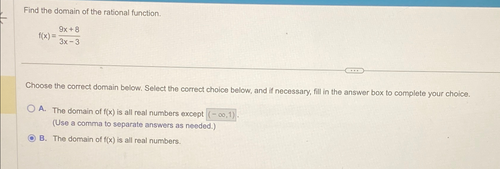 Solved Find the domain of the rational | Chegg.com