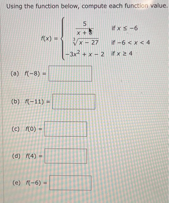 Solved Using the function below, compute each function | Chegg.com