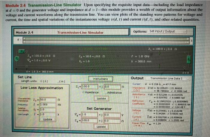 Solved Module 2.4 Transmission-Line Simulator Upon | Chegg.com